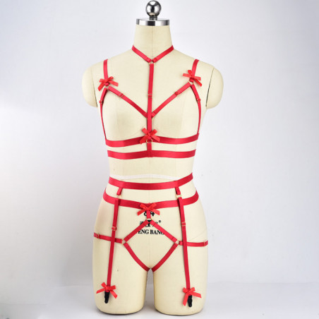 CharmedX - Satiné Rouge Noeud Ajustable XS à L